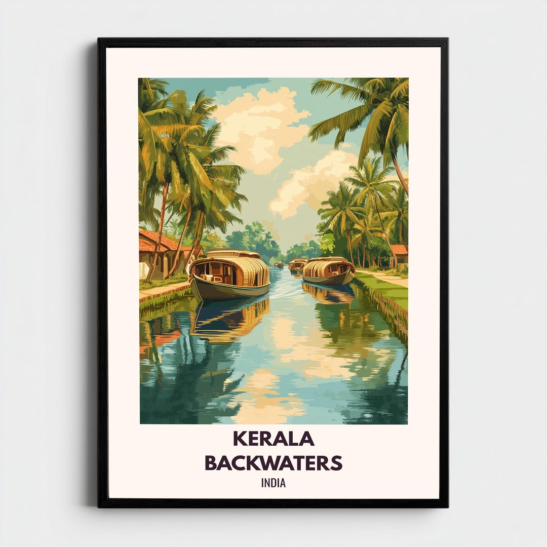 Kerala Backwaters India Poster Kerala Backwaters Print Kerala Wall Art ...