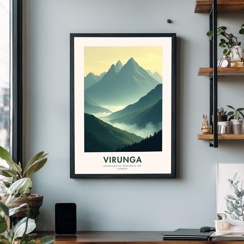 Virunga National Park Congo Travel Poster Virunga Print Congo Wall Art ...