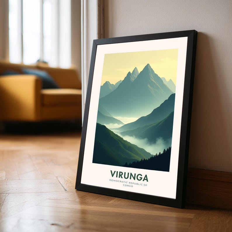 Virunga National Park Congo Travel Poster Virunga Print Congo Wall Art ...