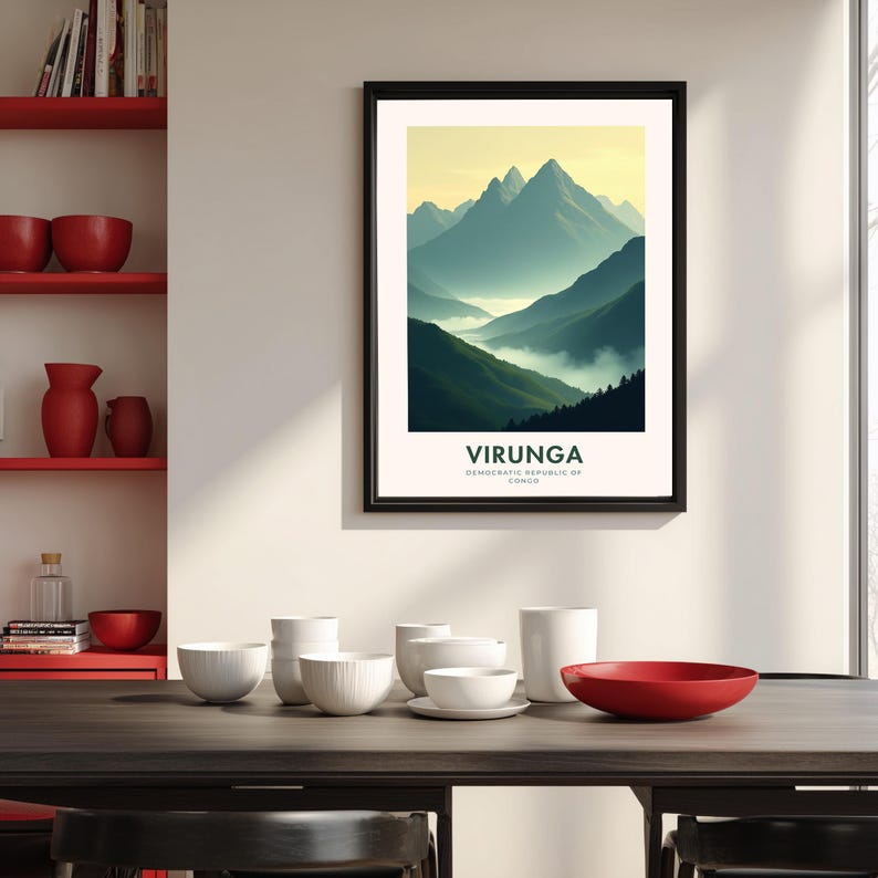 Virunga National Park Congo Travel Poster Virunga Print Congo Wall Art ...
