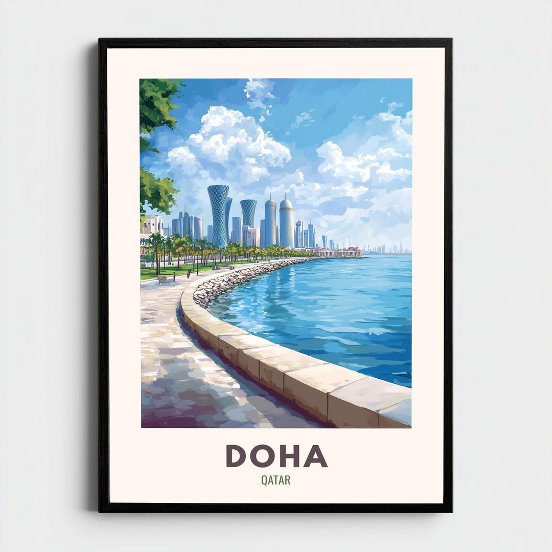 Doha Qatar Poster Doha Print Doha Wall Art Doha Travel Poster Doha ...