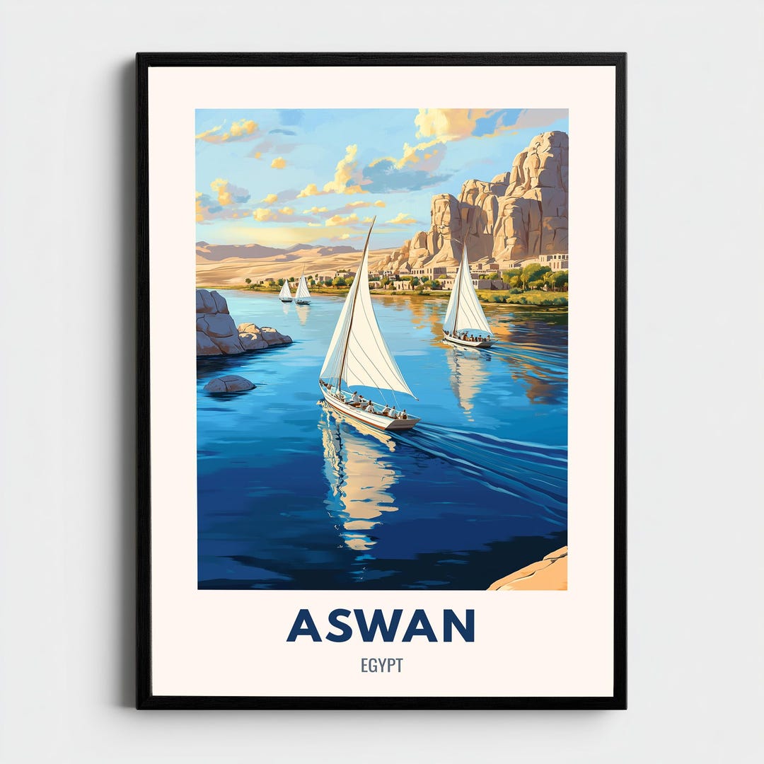 Aswan Poster Aswan Egypt Poster Aswan Nile Print Aswan Wall Art Aswan ...
