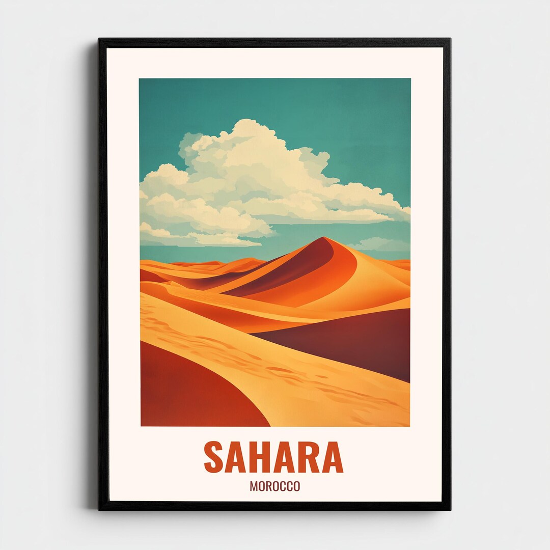 Sahara Morocco Vintage Travel Poster Sahara Print Morocco Wall Art ...