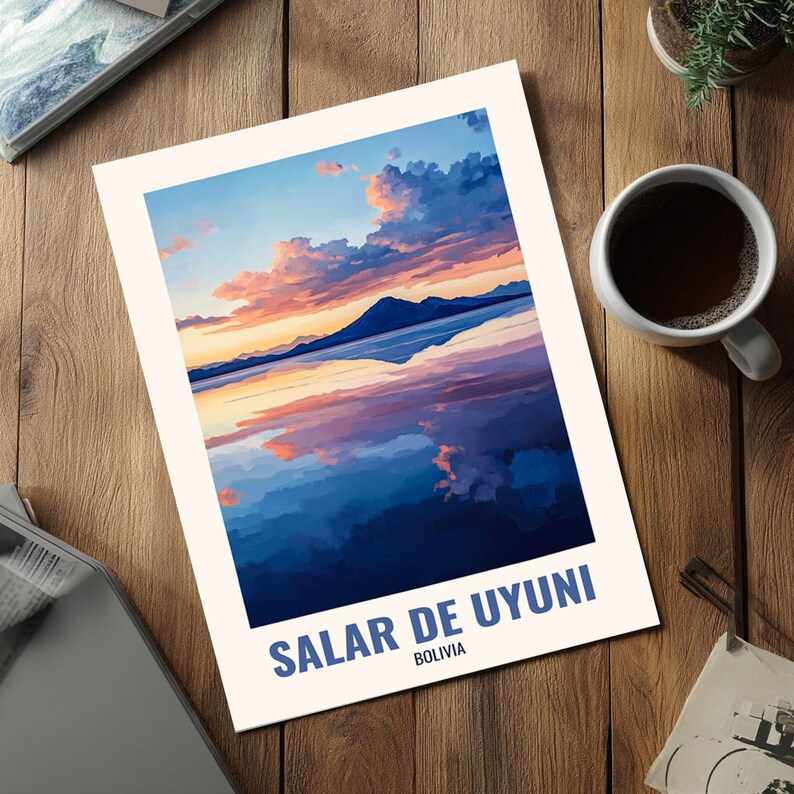 Salar De Uyuni Bolivia Travel Poster Pink Flamingo Wall Art Salt Flats ...