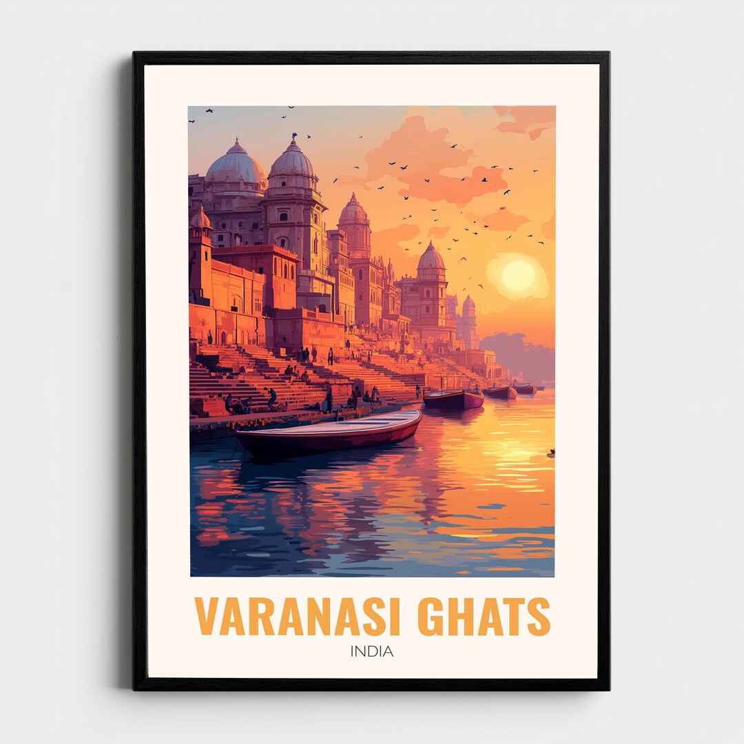 Varanasi Ghats India Poster Varanasi Print Varanasi Wall Art India ...