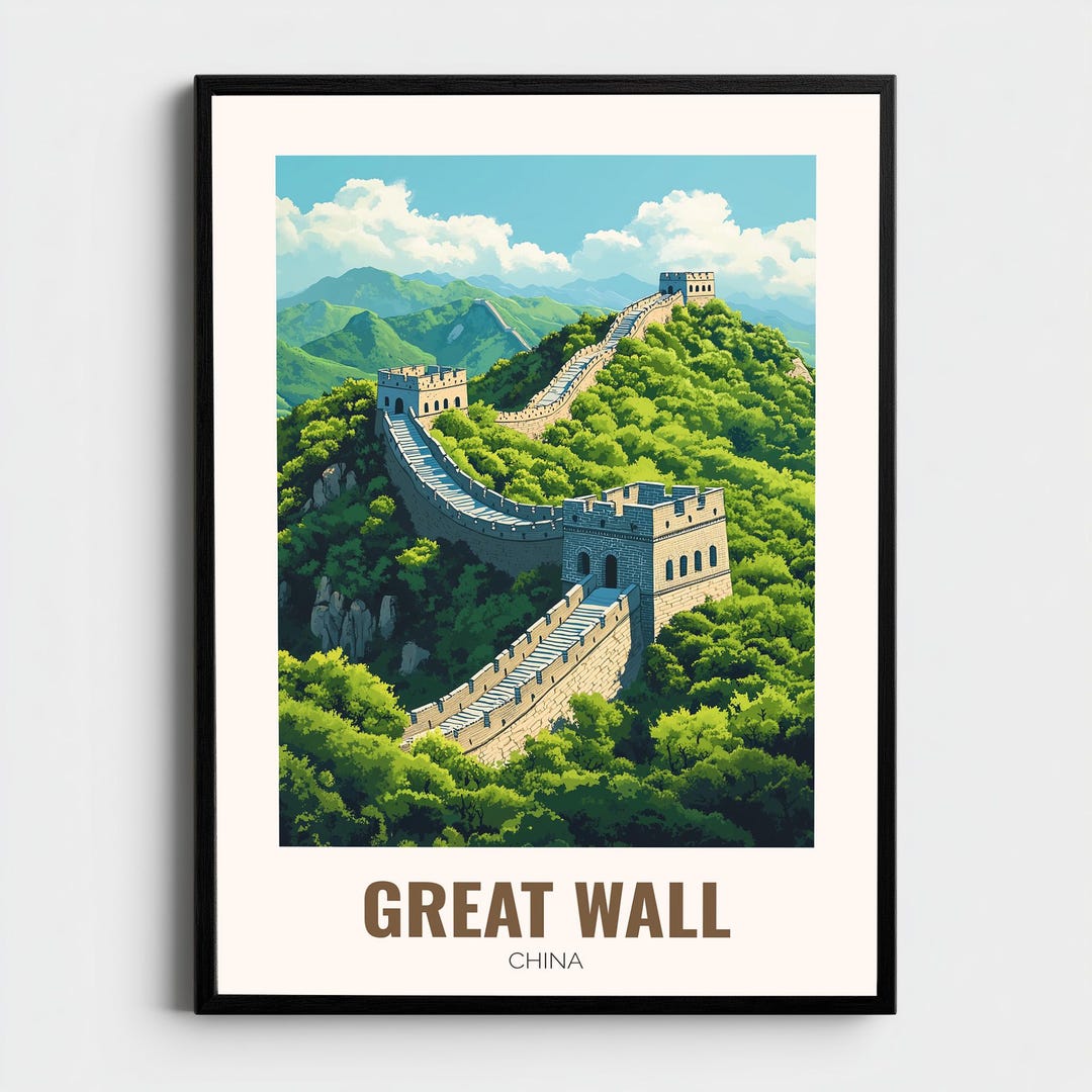 Great Wall China Poster Great Wall Print China Wall Art Mountain ...