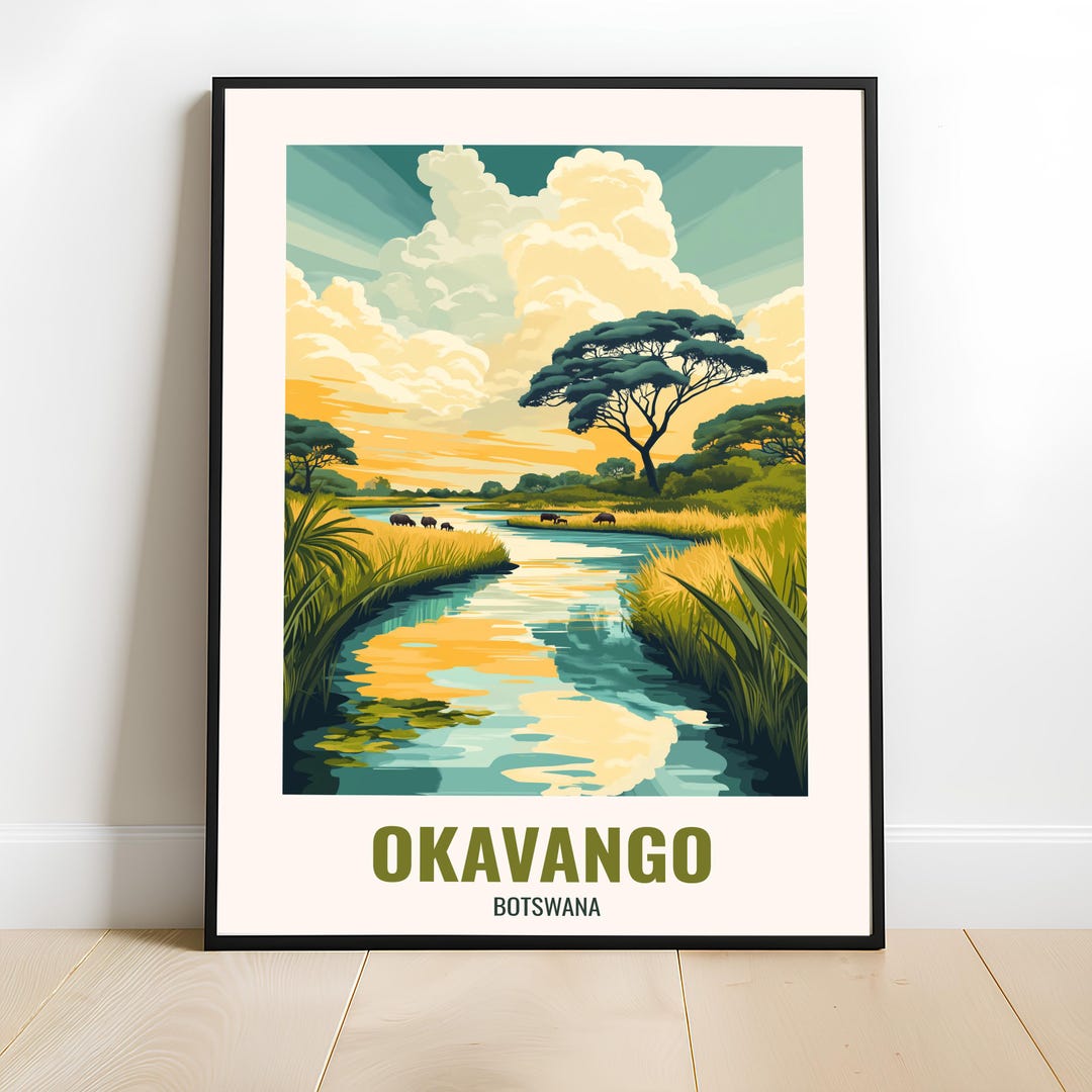 Okavango Botswana Poster, Okavango Wall Art, Okavango Travel Poster ...