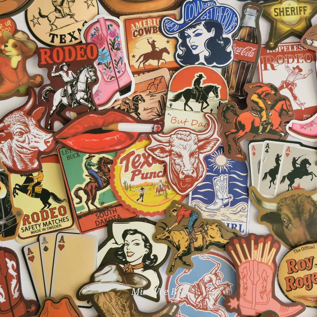 Rodeo Western Cowboy (matte Finish) Stickers: Waterproof Vinyl VSCO Pre ...