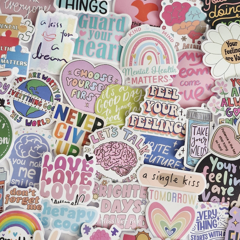 Positive Affirmation Mental Health Stickers: 30pcs Mixed Pack - Gloss ...