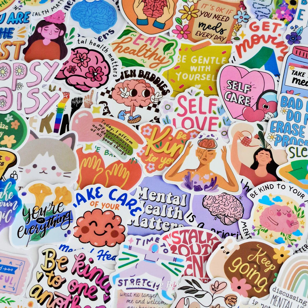 30pcs Mixed Pack - Positive Affirmation Mental Health Stickers: Gloss ...
