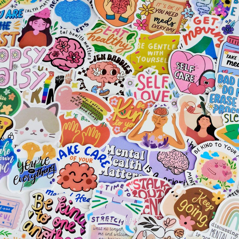 Positive Affirmation Mental Health Stickers: 30pcs Mixed Pack - Gloss ...