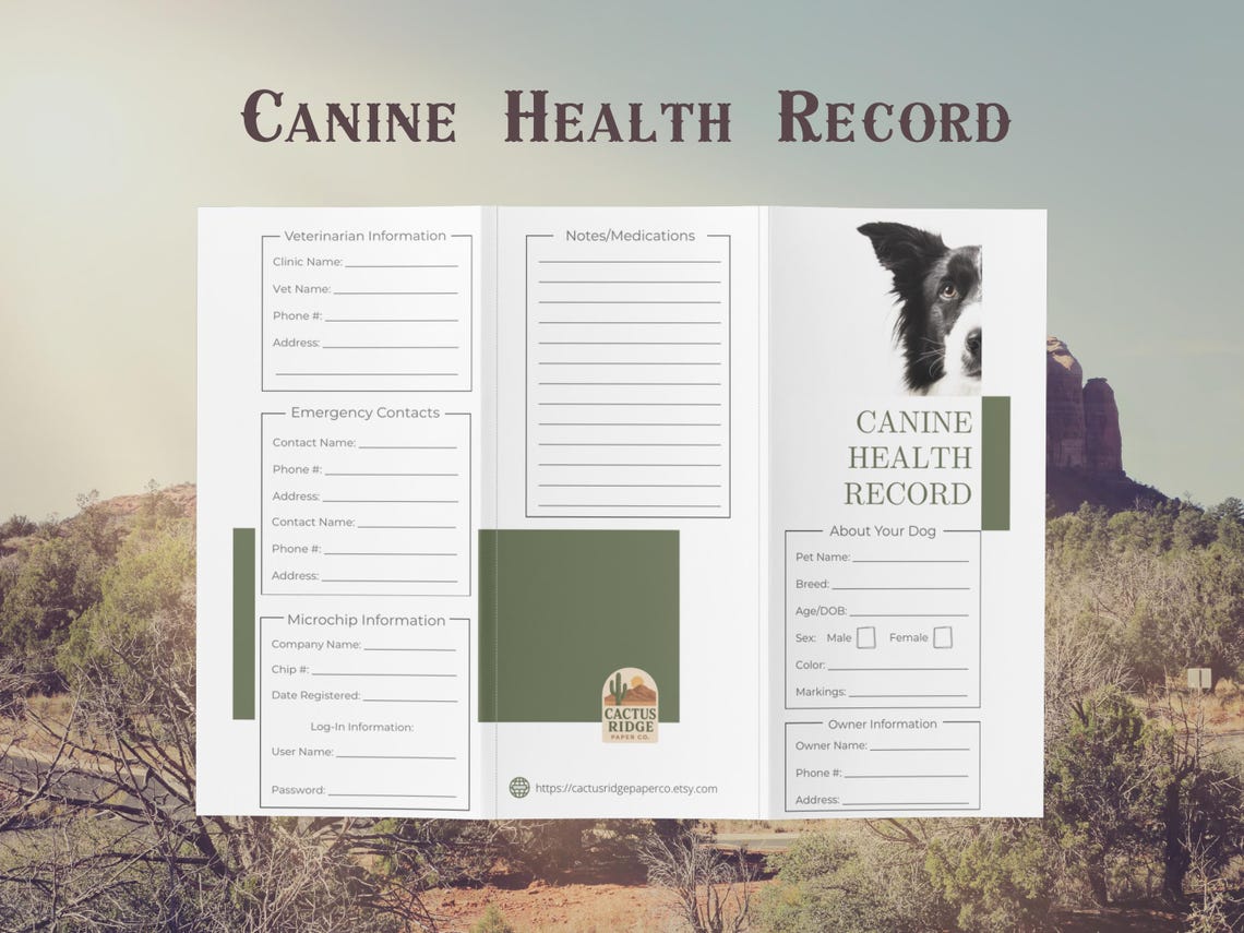 Printable Canine Health Record | Dog Vaccine & Vet Tracker | Pet ...