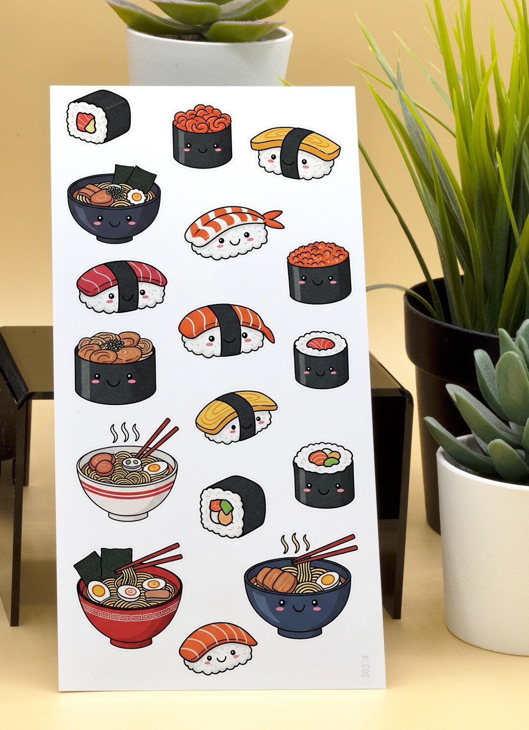 1 Sheet With 17 Chibi Kawaii Food Stickers - Etsy