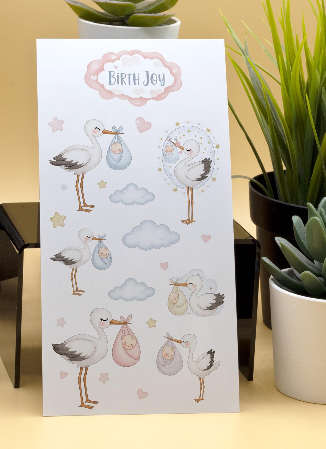 1 Sheet of Cute 21 Stork and Birth Stickers - Etsy