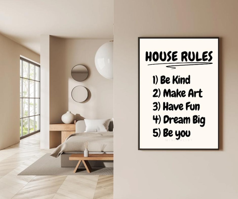 House Rules Poster, Family Rules Wall Art, Printable Home Rules Sign ...