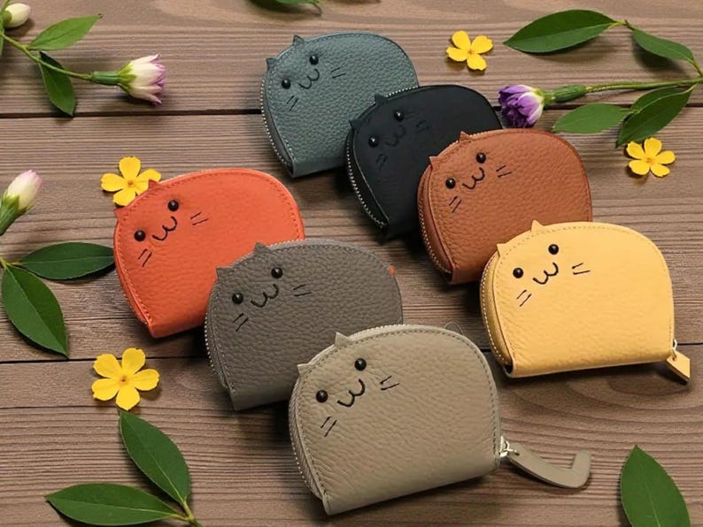 Multi-card Slot Holder, Short Wallet, Cartoon Cat Shape Wallet for ...