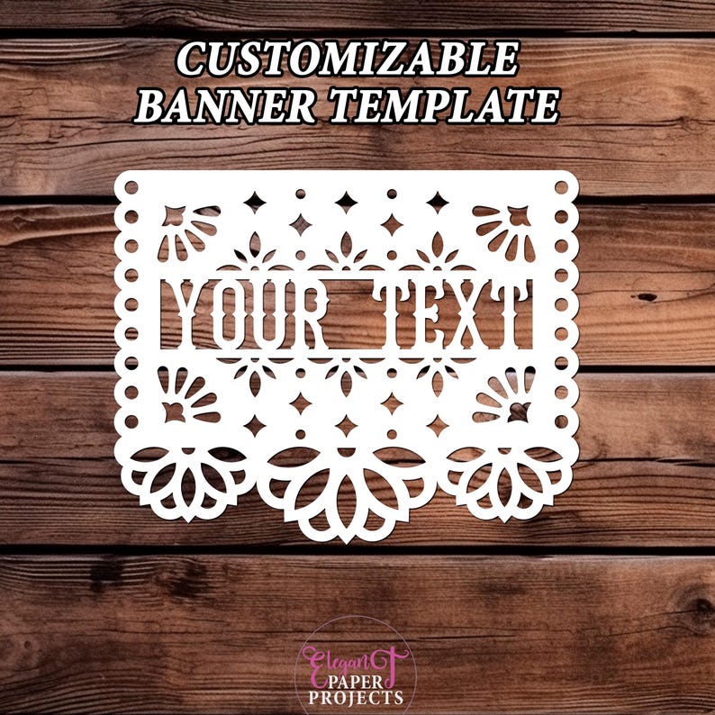 Personalized Papel Picado Banner Template SVG: Mexican Fiesta Decor - Etsy