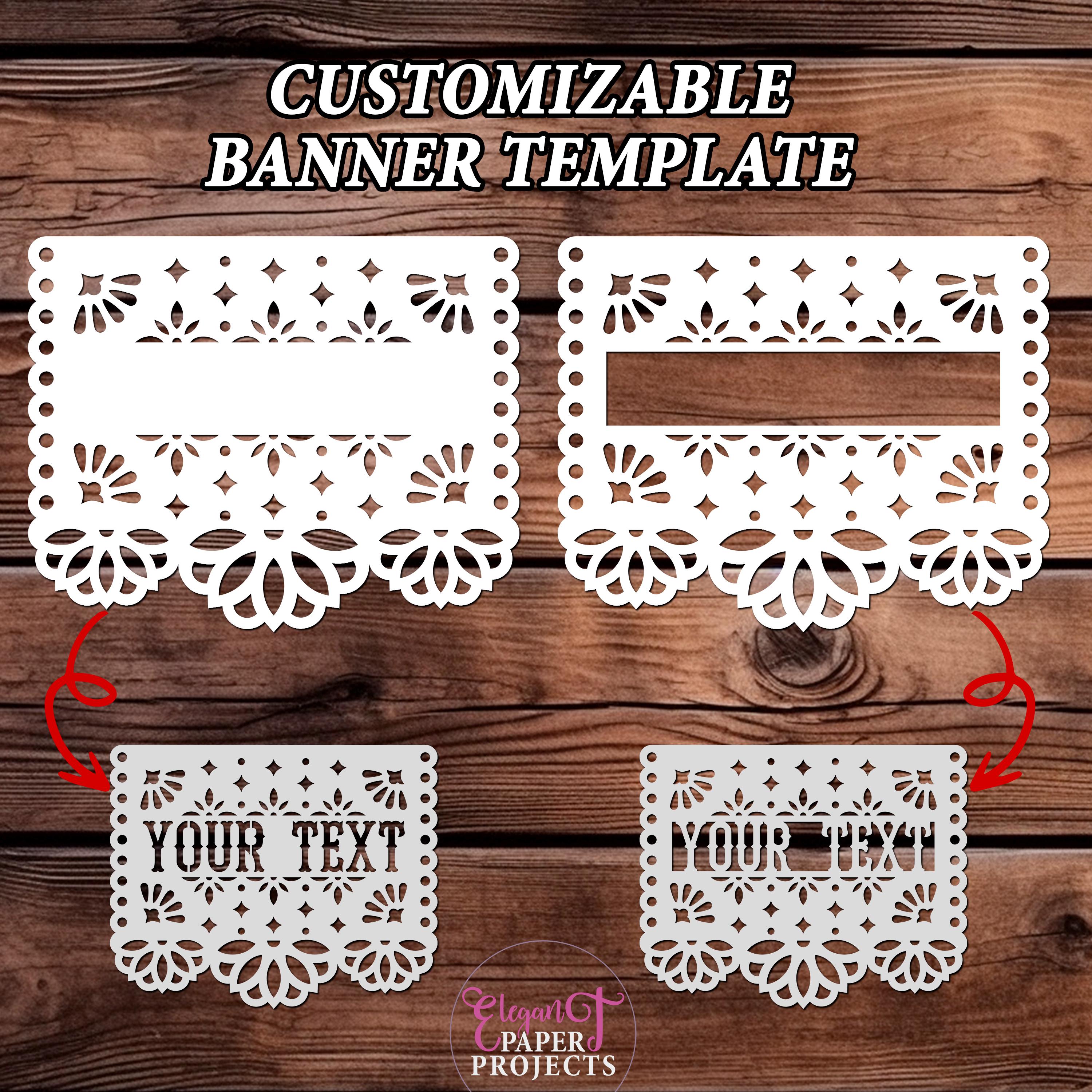 Personalized Papel Picado Banner Template SVG: Mexican Fiesta Decor - Etsy