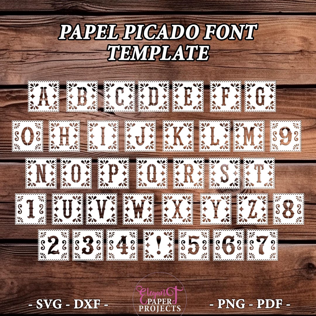 Papel Picado Alphabet SVG Template: 8x8 Banner Font (digital Download ...