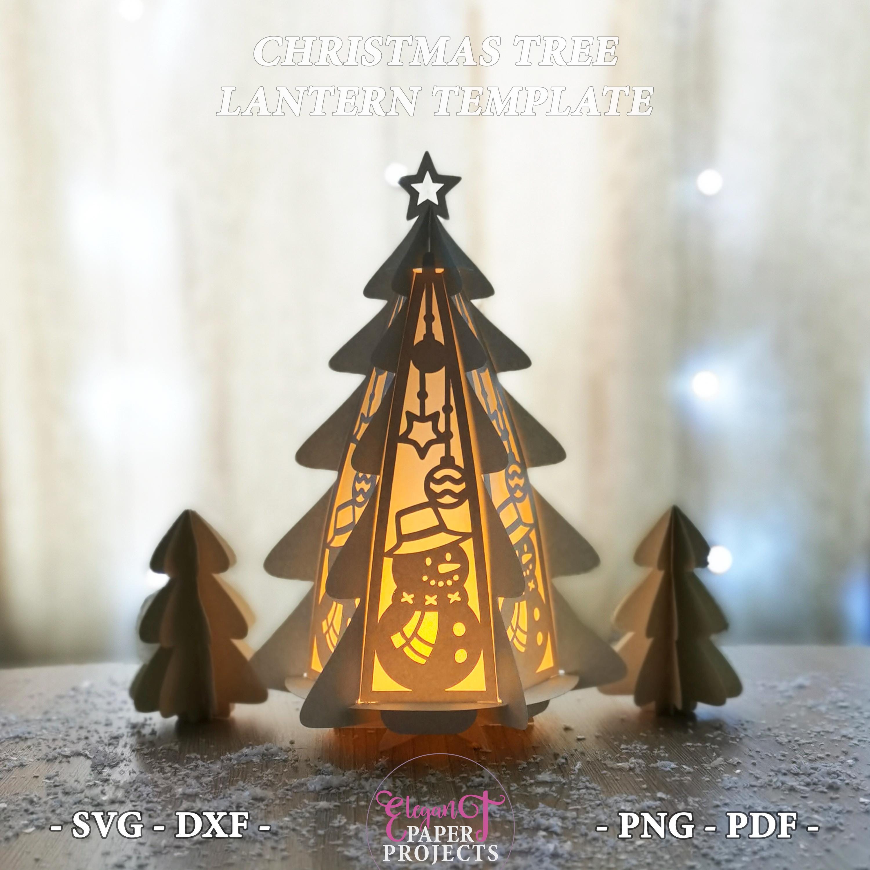 Bundle 5 Christmas Tree Paper Lantern SVG Template: DIY Holiday Decor ...