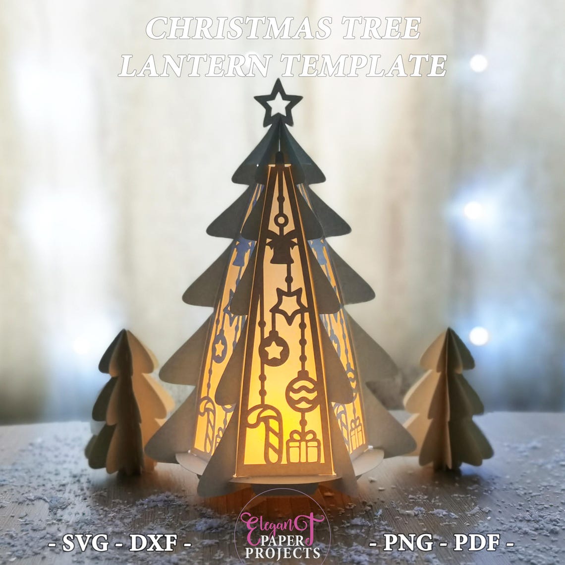 Bundle 5 Christmas Tree Paper Lantern SVG Template: DIY Holiday Decor ...