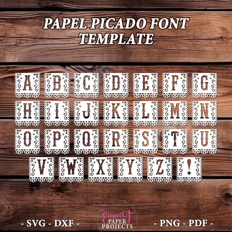 Papel Picado Alphabet SVG: DIY Mexican Fiesta Banner Template (digital ...