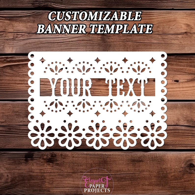 2 SVG Blank Banner Templates, Papel Picado Banner Svg, Customizable ...