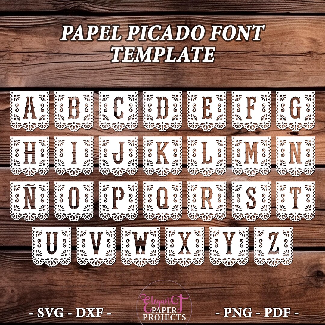 Plantilla SVG de Alphabet Papel Picado: DIY Fiesta Banner (Descarga ...