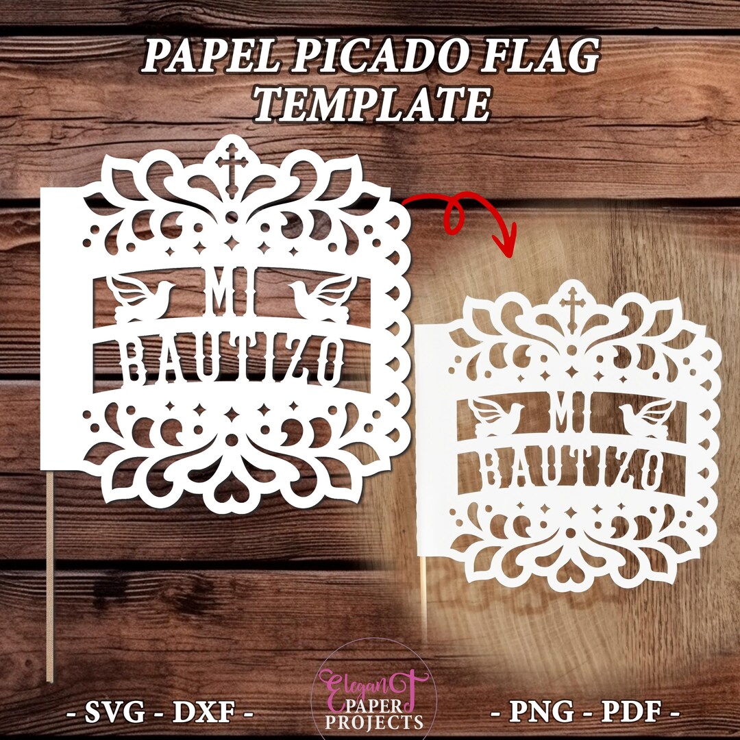 Mi Bautizo Papel Picado Flag Svg, Papel Picado Banner Svg, Mexican Flag ...
