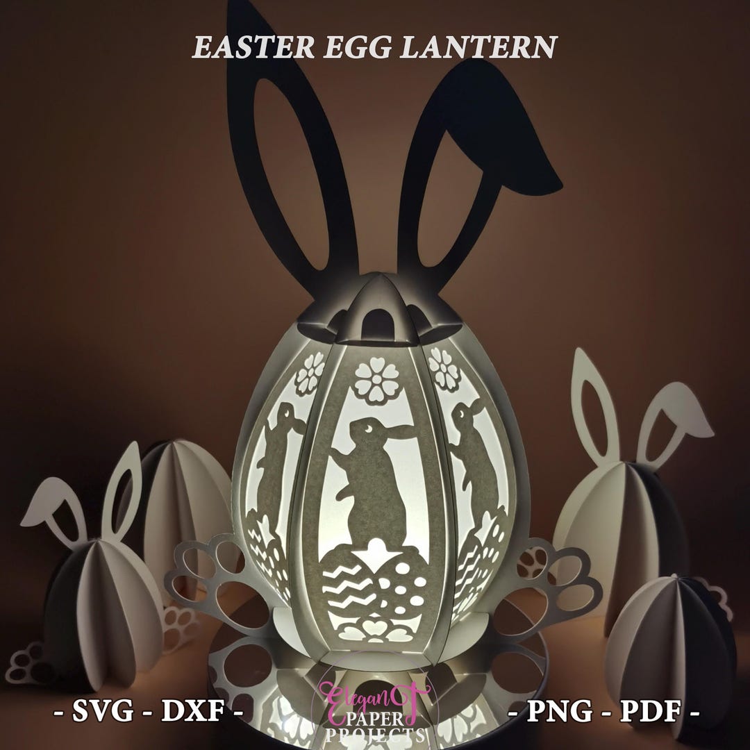 Bunny Easter Egg Paper Lantern, DIY Lantern Cut Files (digital Download ...