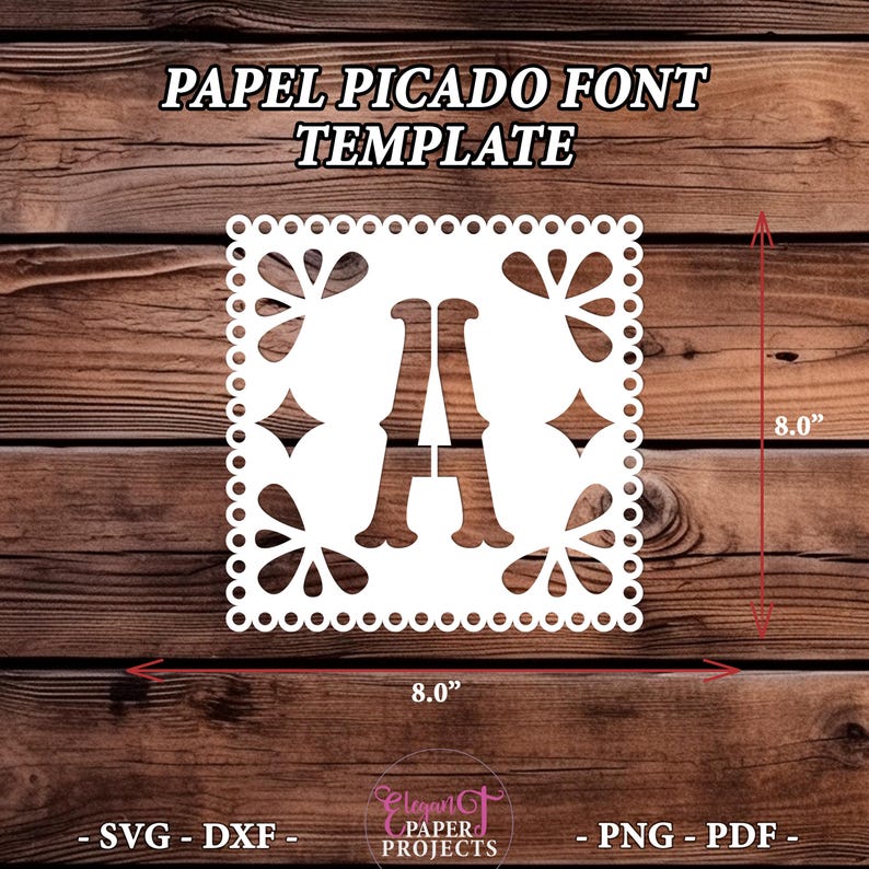 Plantilla SVG de Alfabeto Papel Picado: Fuente de banner 8x8 (Descarga ...