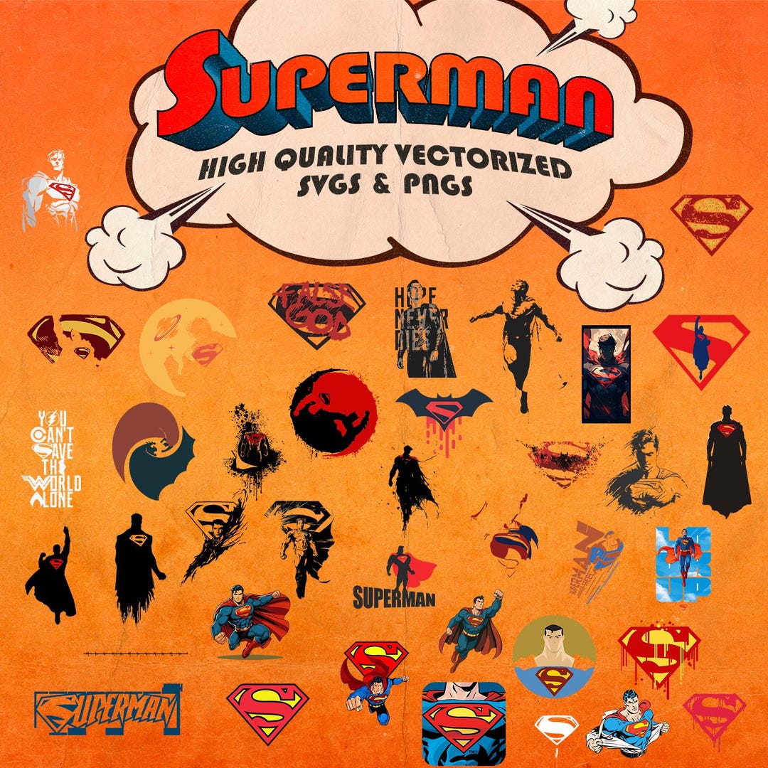 Superman 37 SVG PNG Bundle Super Hero Digital Clipart Set for Cricut ...