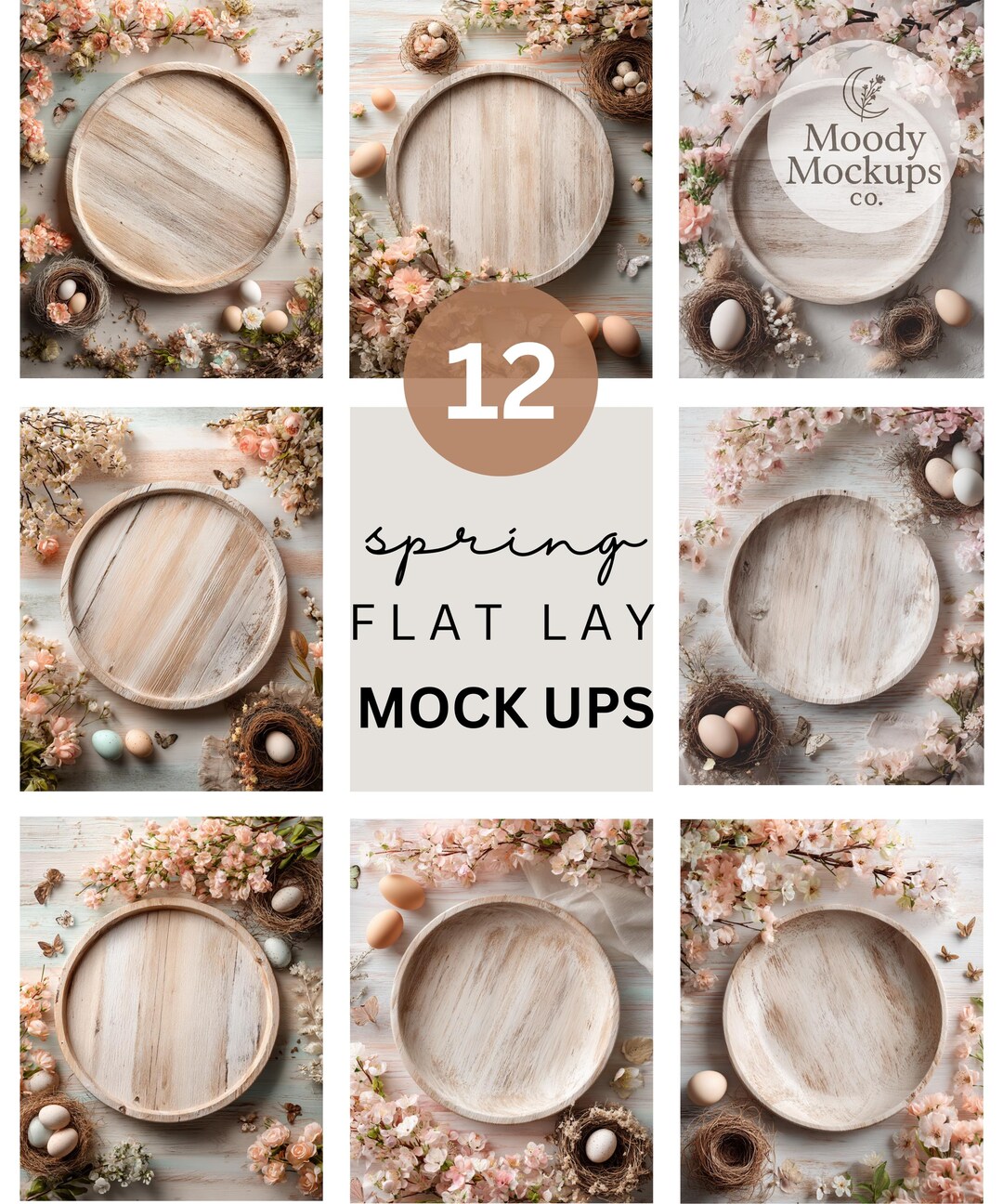 Pastel Spring Easter Mockup Bundle | 12 Soft Floral Flat Lay Mockups ...