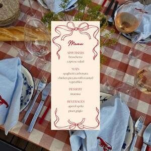 Italian Dinner Party Menu | Canva Template | Editable Dinner Menu ...