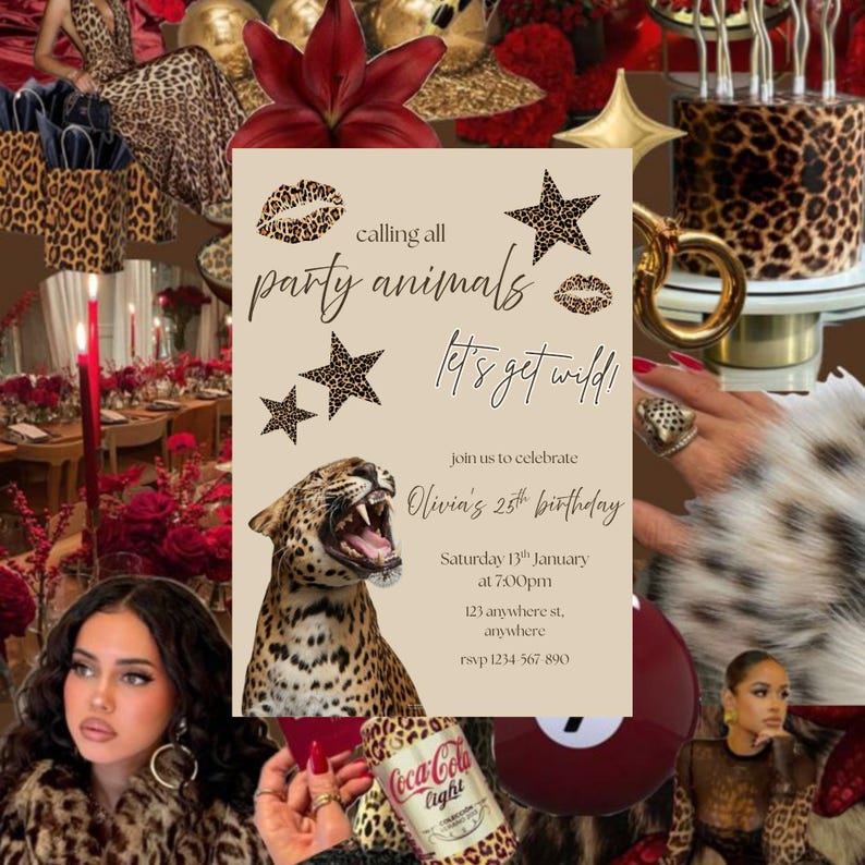 Party Animal Birthday Invitation | Wild Jungle Party Invite | Editable ...