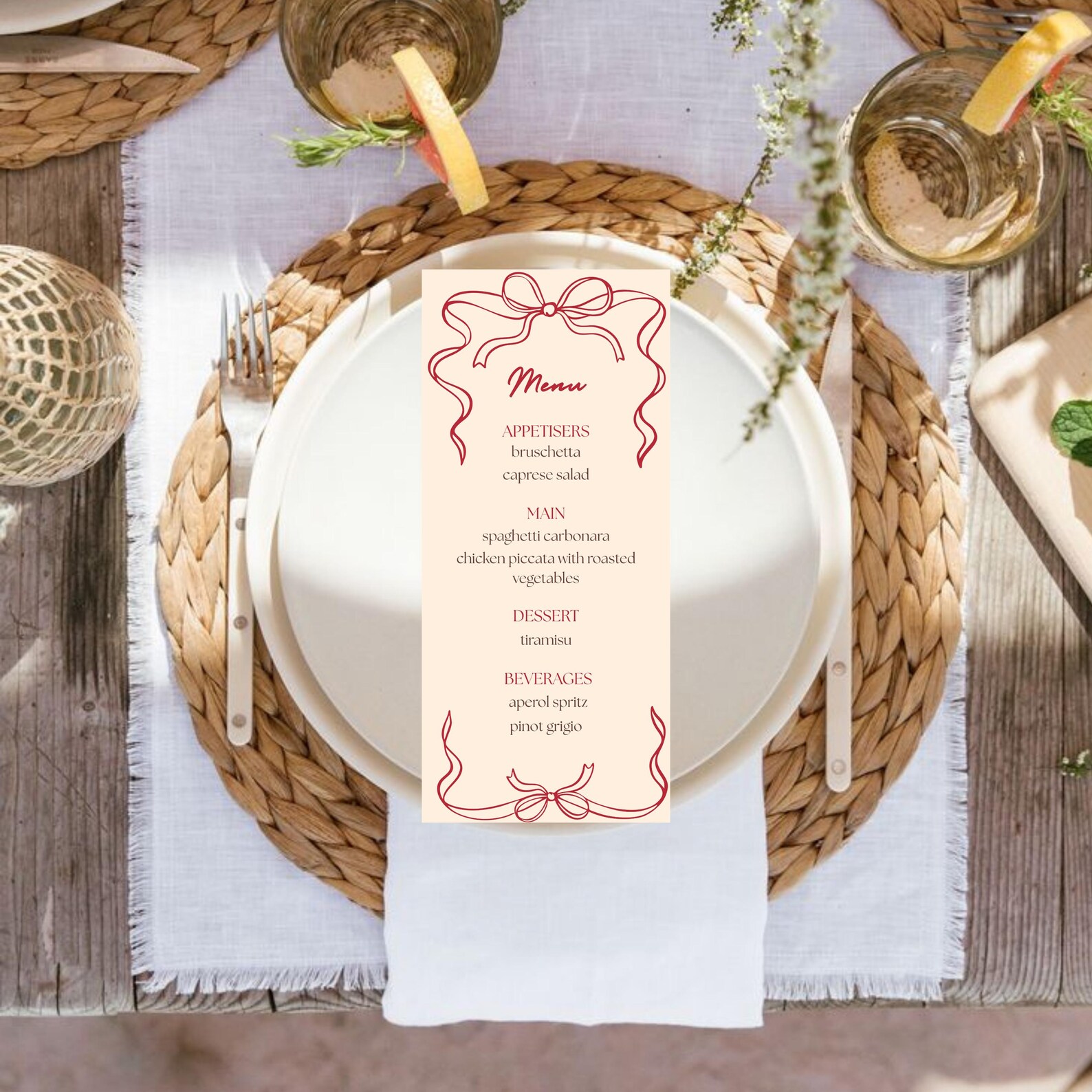 Italian Dinner Party Menu | Canva Template | Editable Dinner Menu ...