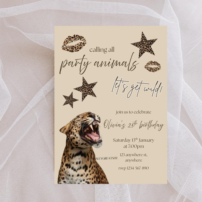 Party Animal Birthday Invitation | Wild Jungle Party Invite | Editable ...
