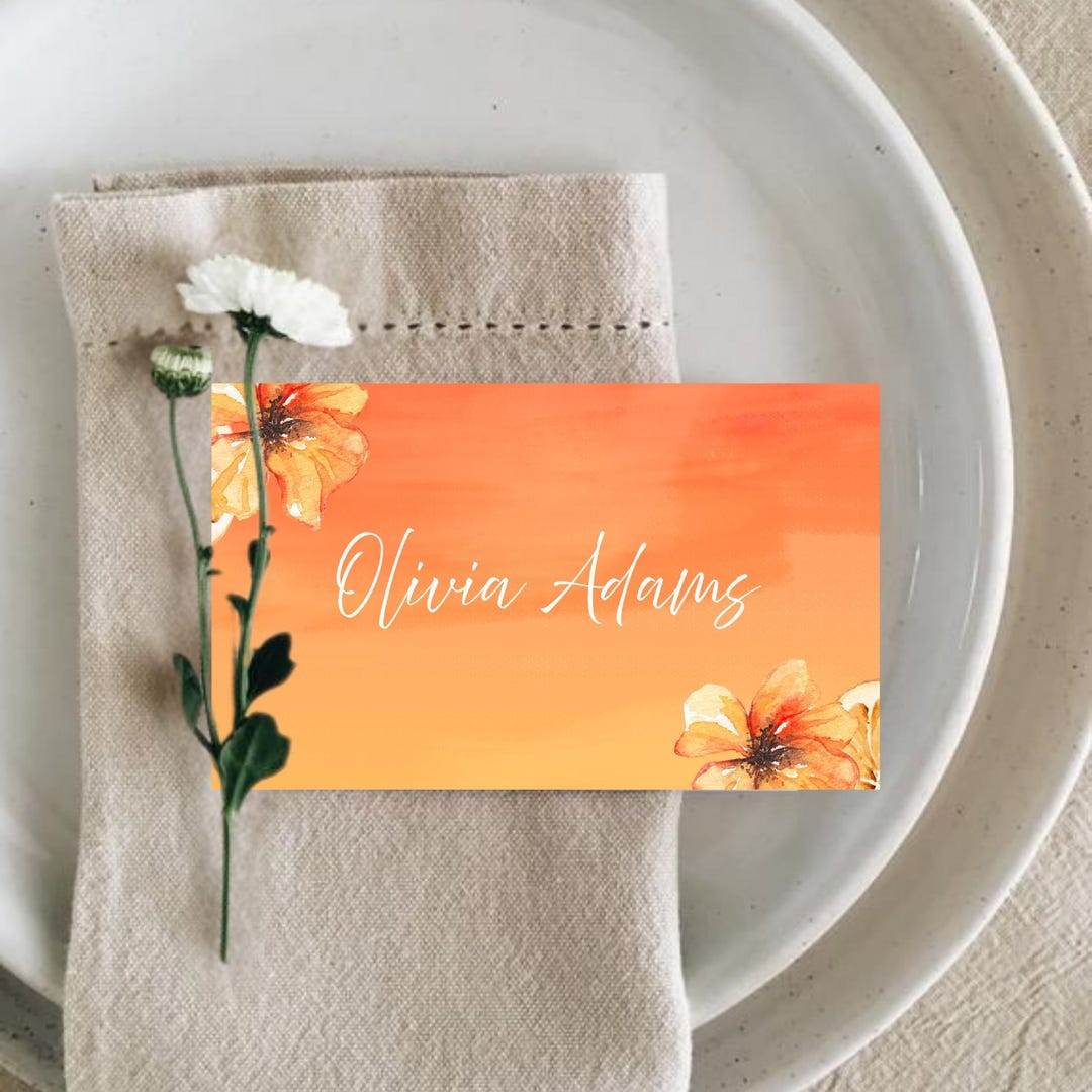 Sunset Soiree Editable Place Cards | Printable Name or Food Label ...