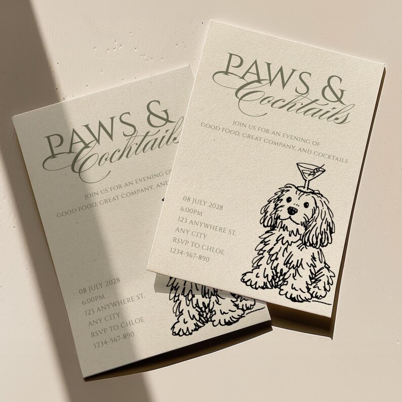 Paws & Cocktails Invitation Template, Funny Dinner Party Invite ...