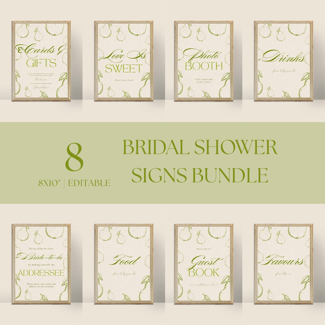 Perfect Pear Table Signs Bundle | Bridal Shower Table Sign Set | Pear ...