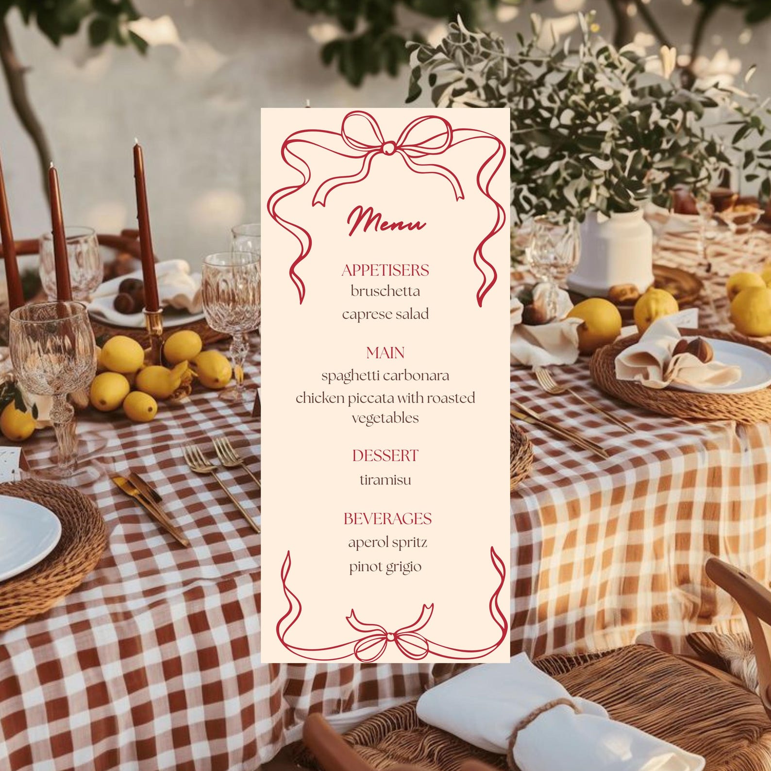 Italian Dinner Party Menu | Canva Template | Editable Dinner Menu ...