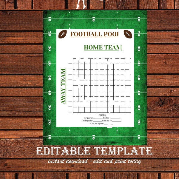 Free Football Squares Printable - Etsy