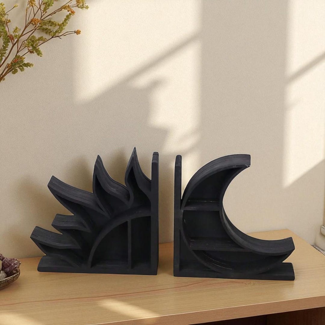Decorative Bookends – Sun and Moon Design for Crystals, Books ...