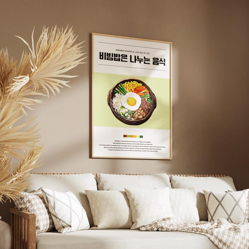 Bibimbap Wall Art | Korean Poster | Korean Food Illustration | Kitchen ...