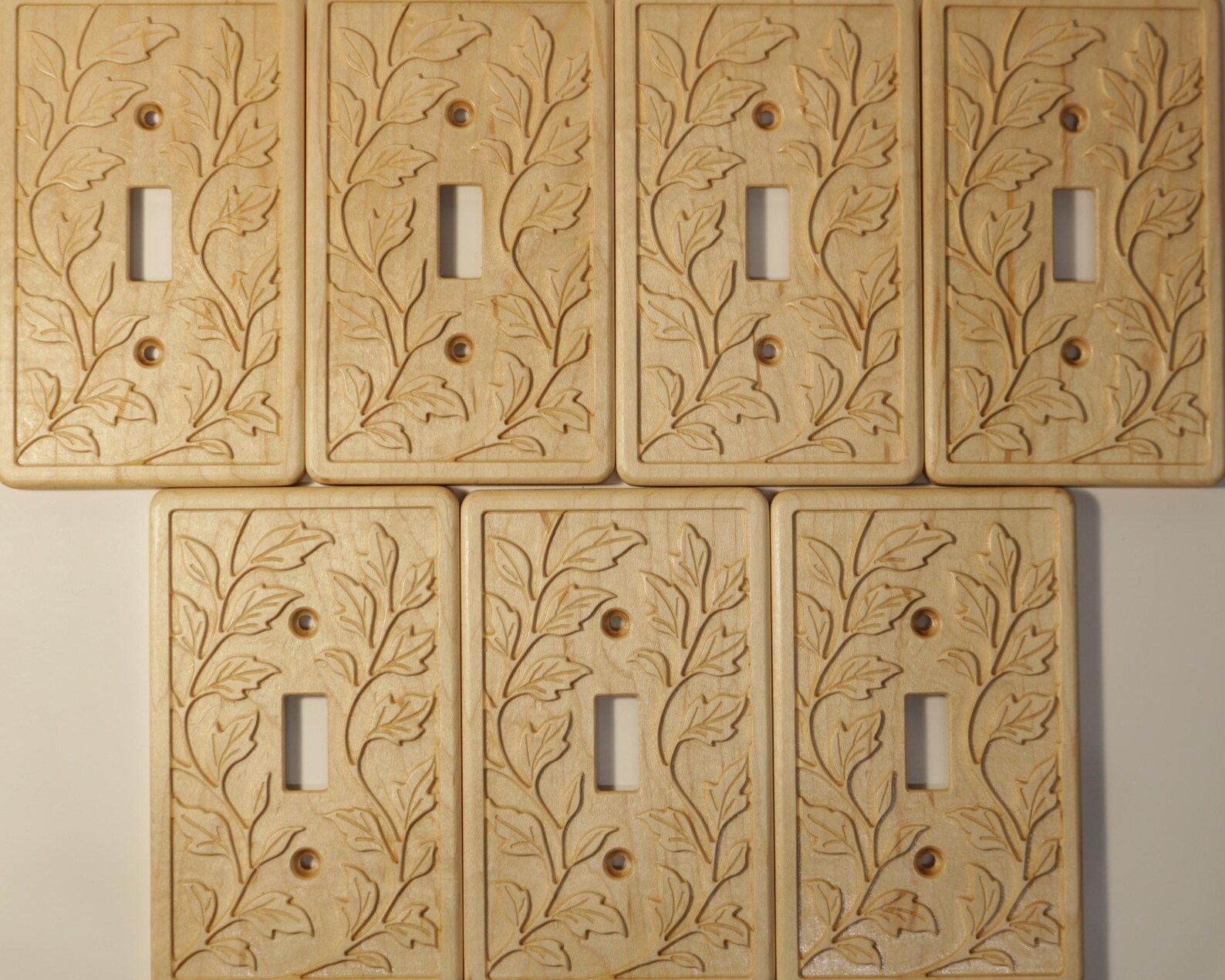 Solid Maple Single-gang Toggle Switch Cover - Leaf Pattern (original ...