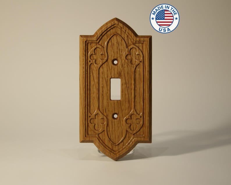 Gothic Quarter-sawn Oak Toggle Switch Cover – Warm Stain Finish ...
