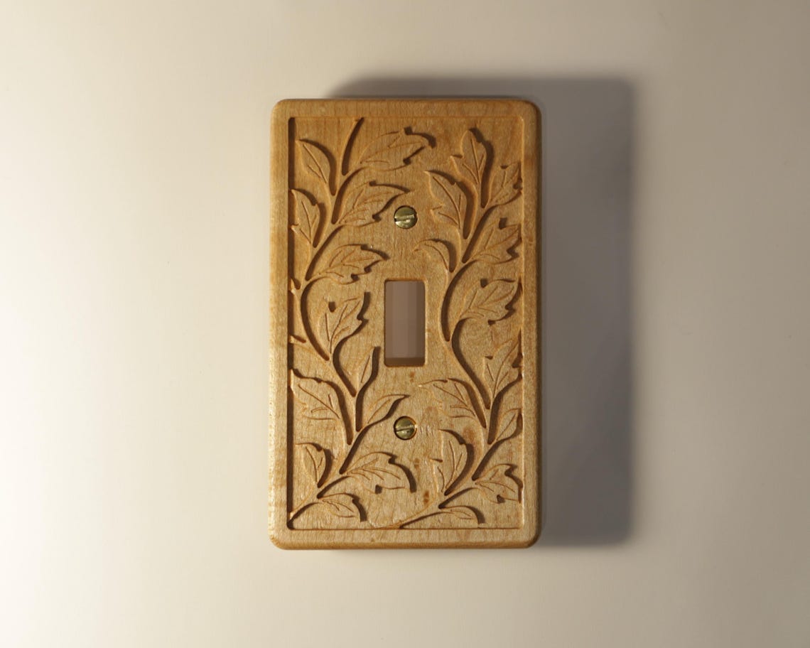 Solid Maple Single-gang Toggle Switch Cover - Leaf Pattern (original ...