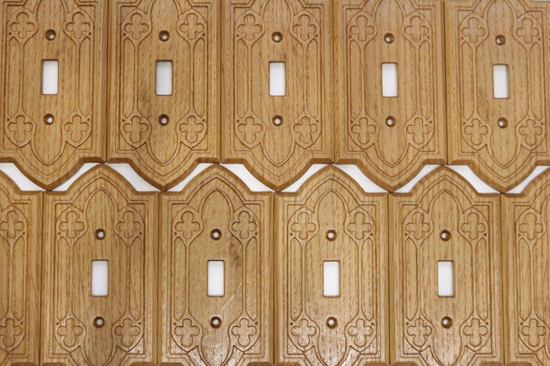 Gothic Quarter-sawn Oak Toggle Switch Cover – Warm Stain Finish ...