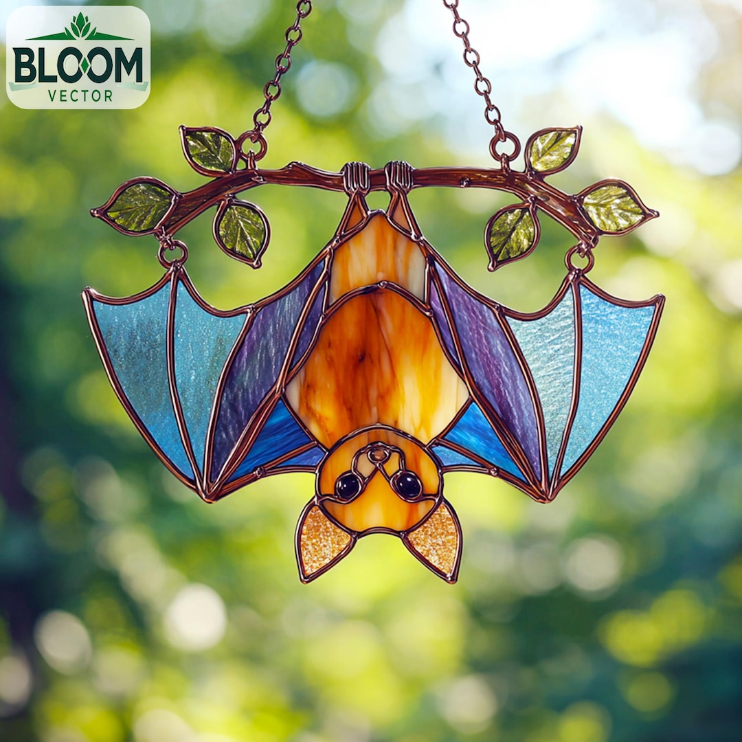 Bat Stained Glass Pattern PDF | Hanging Bat Suncatcher Template | DIY ...