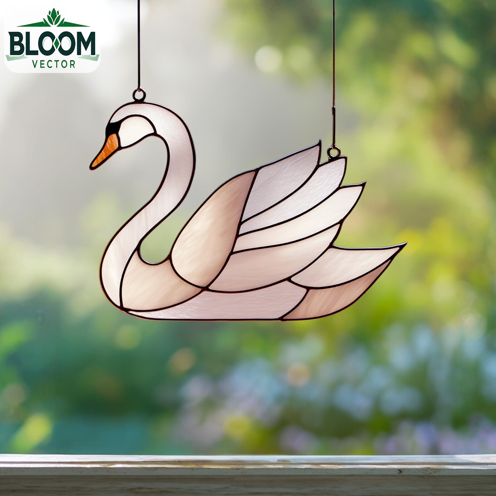 Swan Stained Glass Pattern PDF | Swan Suncatcher Template | DIY Stained ...